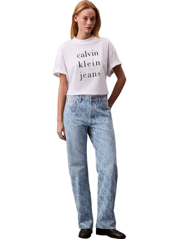 Calvin Klein Allover Logo Straight Jeans - Light Billboard