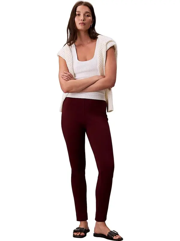 Calvin Klein Ponte Skinny Fit Pants - Deep Rouge
