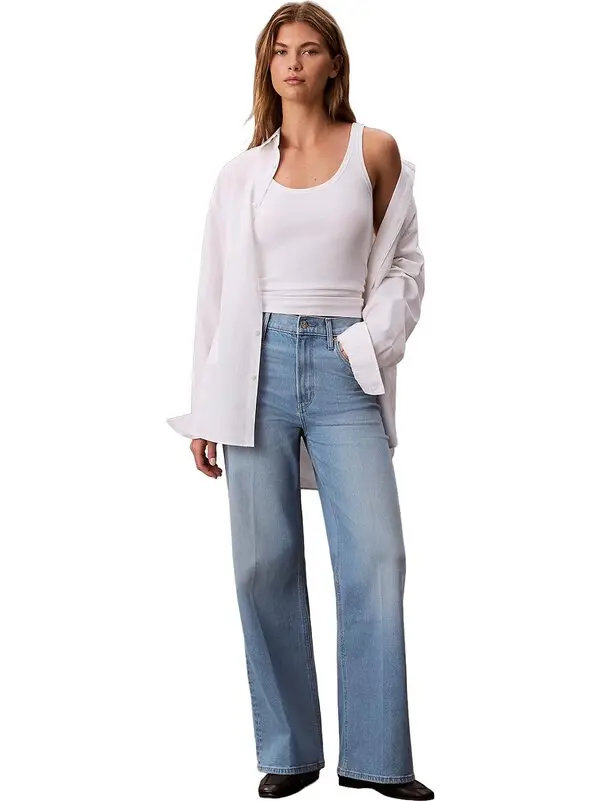Calvin Klein Ultra High Rise Wide Leg Jeans - Glass Blue