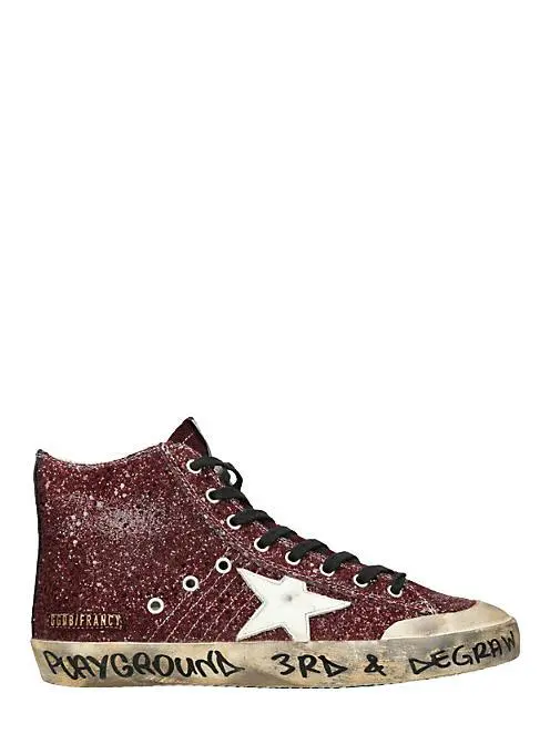GOLDEN GOOSE Francy Speckle High-top Woven Trainers - Wine Comb