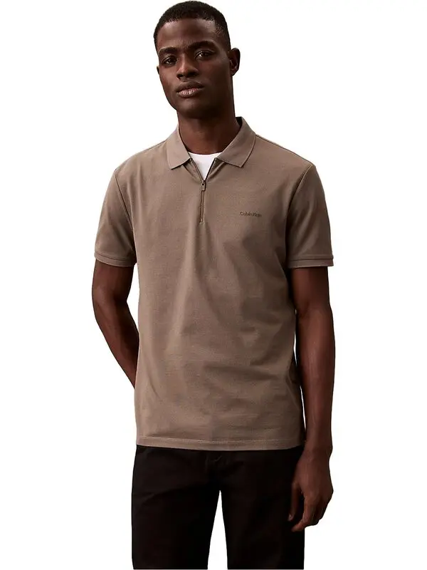 Calvin Klein Tech Pique Zip Polo Shirt - Bungee Cord