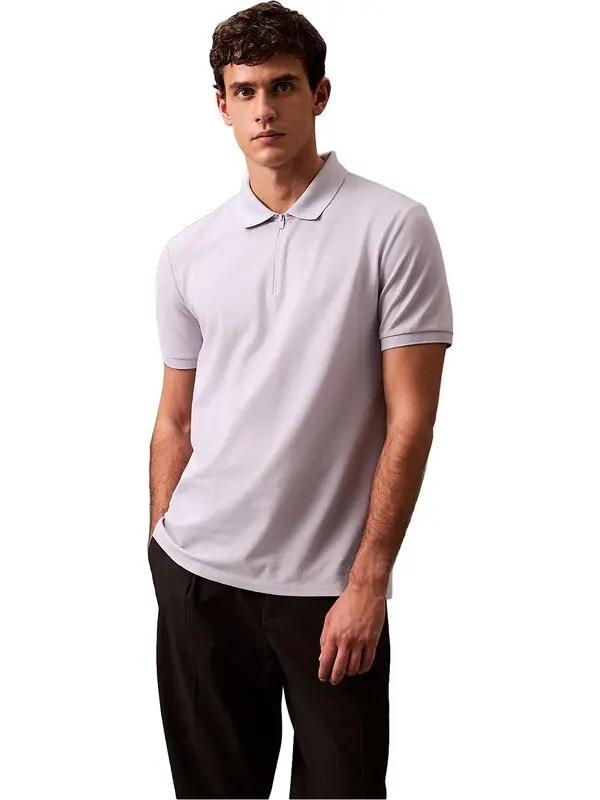 Calvin Klein Tech Pique Zip Polo Shirt - Evening Haze