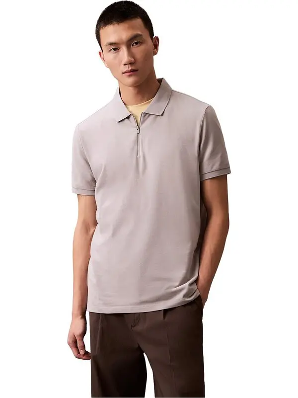 Calvin Klein Tech Pique Zip Polo Shirt - Flint Gray