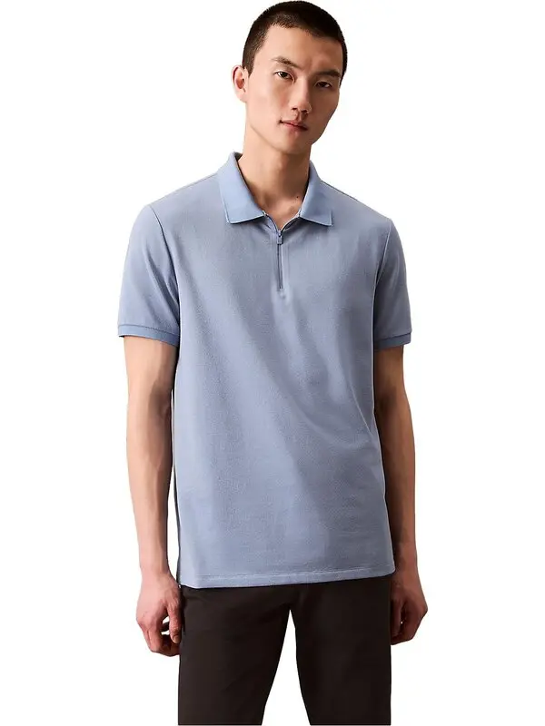 Calvin Klein Tech Pique Zip Polo Shirt - Troposphere