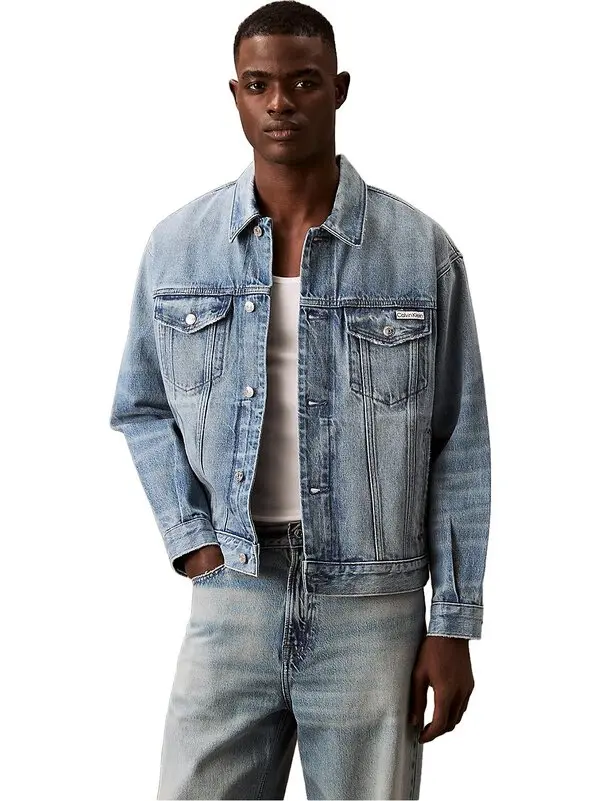 Calvin Klein 90s Selvedge Trucker Jacket - Light Blue Wave