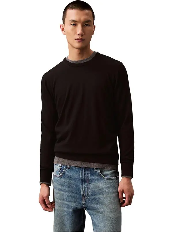 Calvin Klein Merino Blend Crewneck Sweater - Black