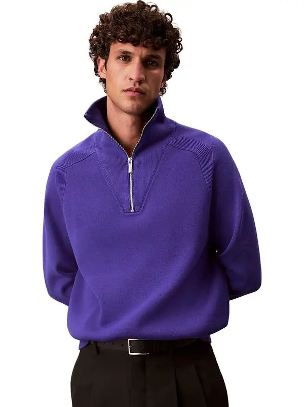 Calvin Klein Quarter Zip Tech Knit Sweater - Purple Craze