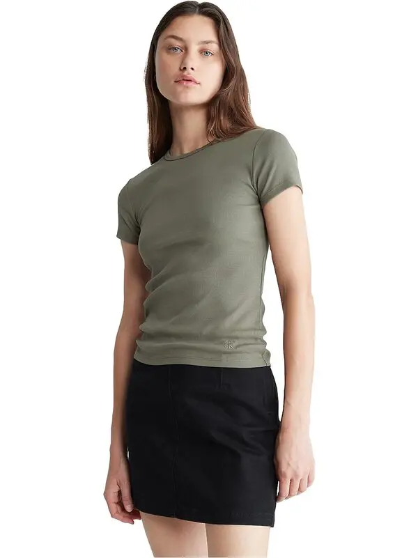 Calvin Klein Cotton Contour Rib T-shirt - Dusty Olive