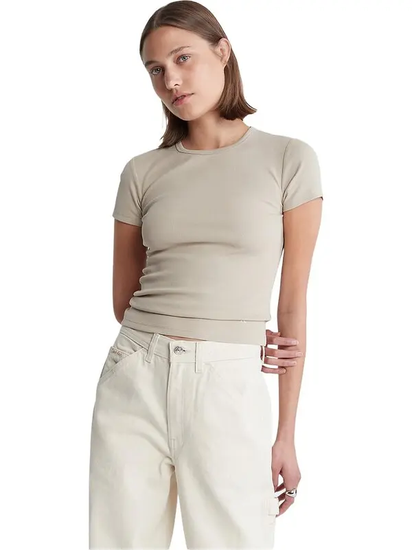 Calvin Klein Cotton Contour Rib T-shirt - Plaza Taupe