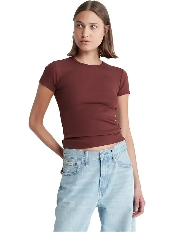 Calvin Klein Cotton Contour Rib T-shirt - Rum Raisin