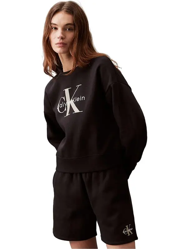 Calvin Klein Relaxed Fit Fleece Crewneck Sweatshirt - Black Beauty