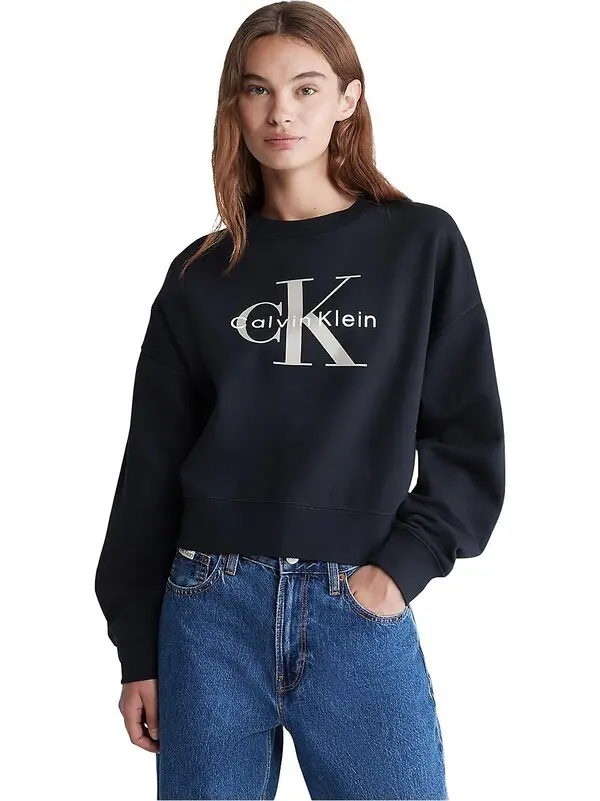 Calvin Klein Relaxed Fit Fleece Crewneck Sweatshirt - Black Beauty