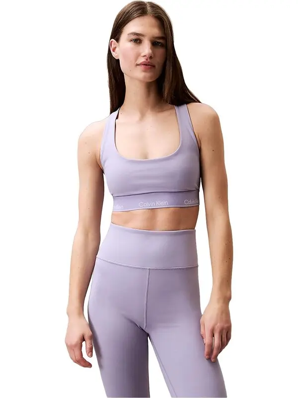 Calvin Klein Modern Sport Racerback Medium Impact Sports Bra - Lilac Quartz