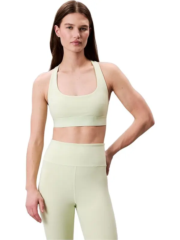 Calvin Klein Modern Sport Racerback Medium Impact Sports Bra - Lime Cream