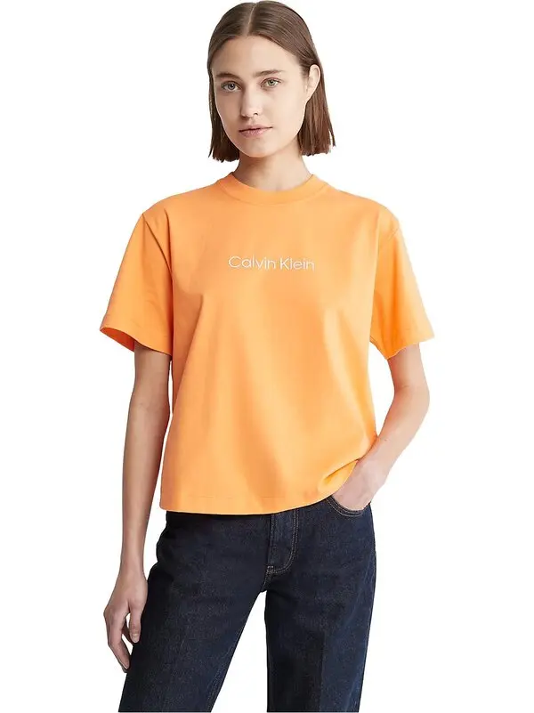 Calvin Klein Standard Logo Boxy Fit Crewneck T-shirt - Bird Of Paradise