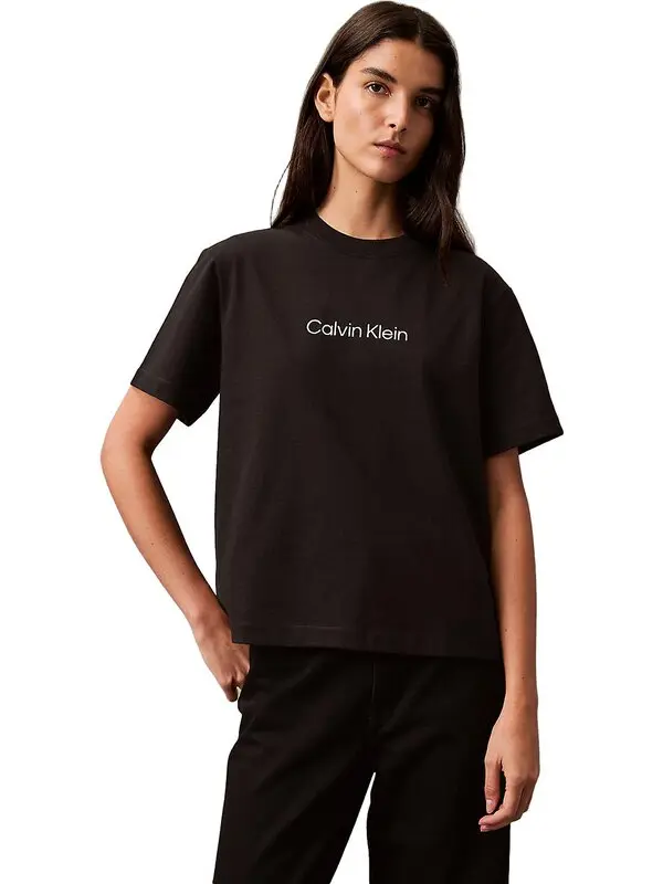 Calvin Klein Standard Logo Boxy Fit Crewneck T-shirt - Black Beauty