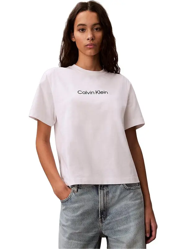 Calvin Klein Standard Logo Boxy Fit Crewneck T-shirt - Bright White