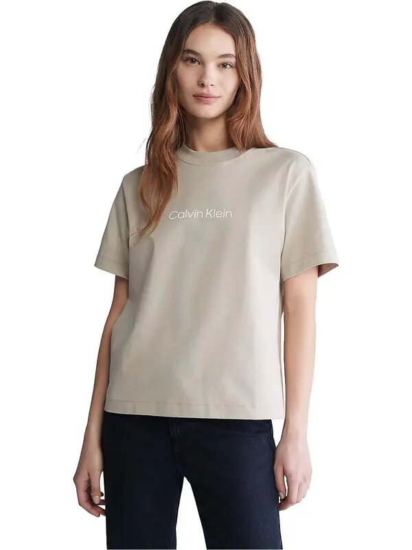 Calvin Klein Standard Logo Boxy Fit Crewneck T-shirt - Plaza Taupe