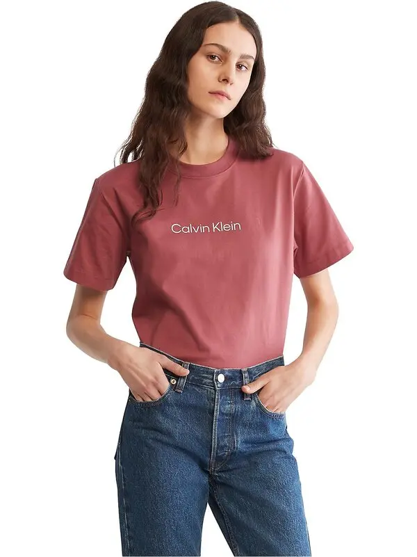 Calvin Klein Standard Logo Boxy Fit Crewneck T-shirt - Raspberry Blush