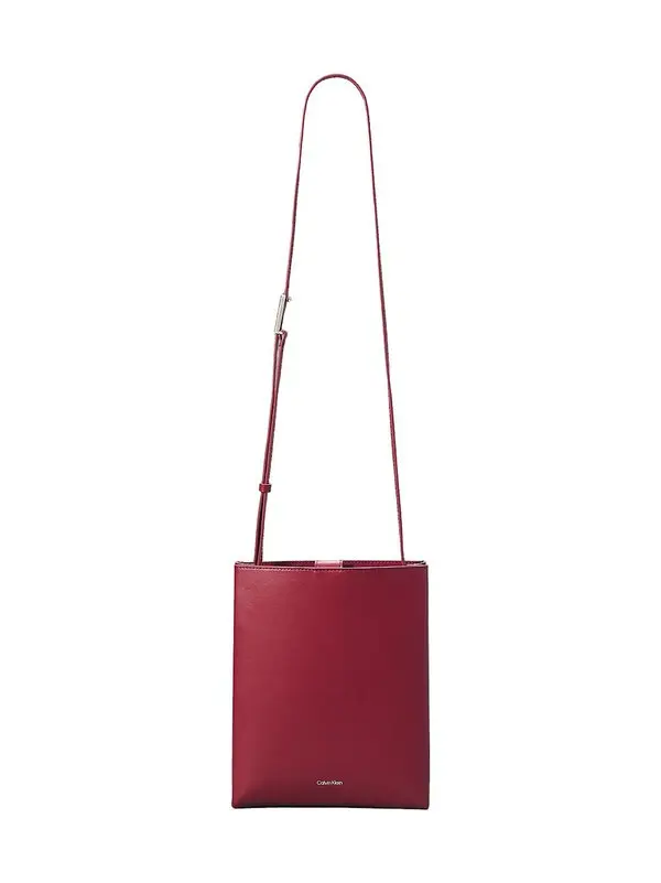 Calvin Klein Leather Crossbody Bag - Mahogany