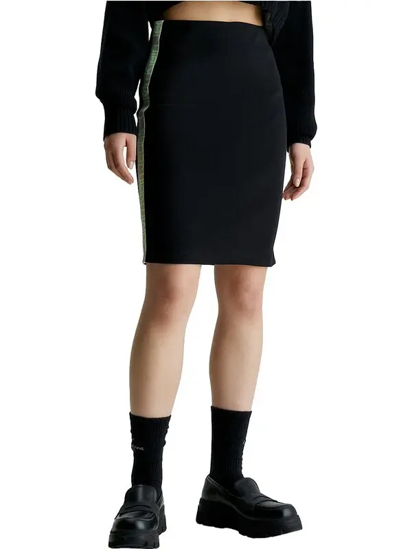 Calvin Klein Slim Rib Logo Tape Skirt - Black