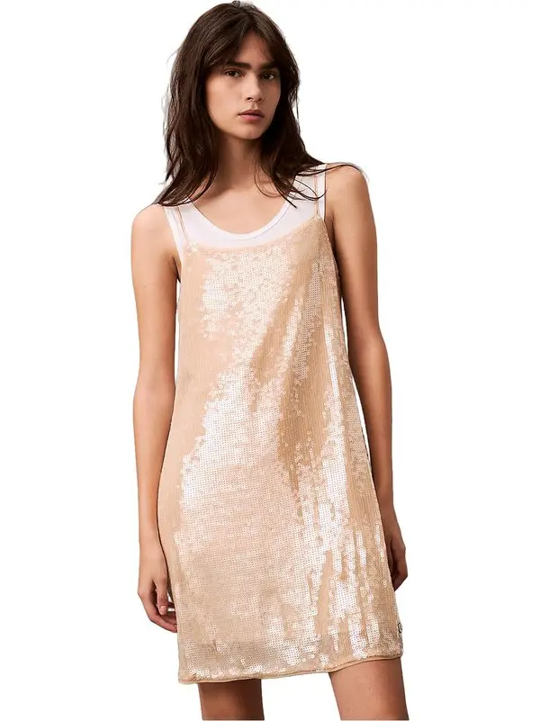 Calvin Klein Sequin Mini Dress - Frosted Almond
