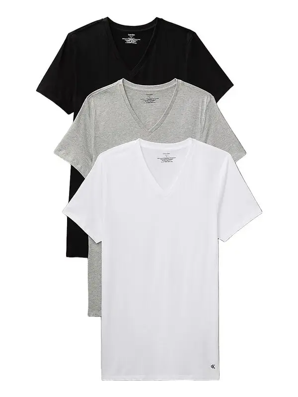 Calvin Klein Cotton Classics 3-pack Classic Fit V-neck T-shirt - Grey Heather / Black / White