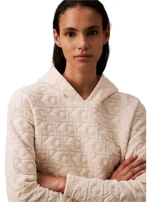 Calvin Klein Terry Lounge Quilted Hoodie - Ivory