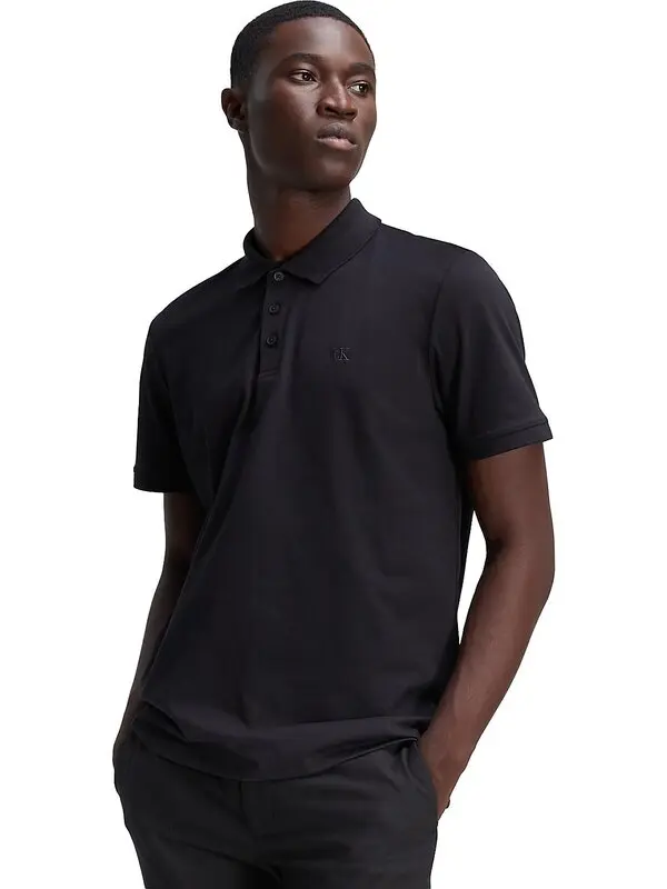 Calvin Klein Smooth Cotton Blend Polo Shirt - Black Beauty
