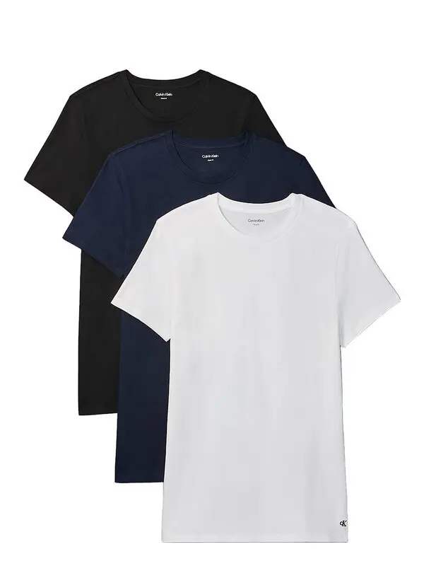 Calvin Klein Cotton Classics 3-pack Classic Fit Crewneck T-shirt - Black/shoreline/white
