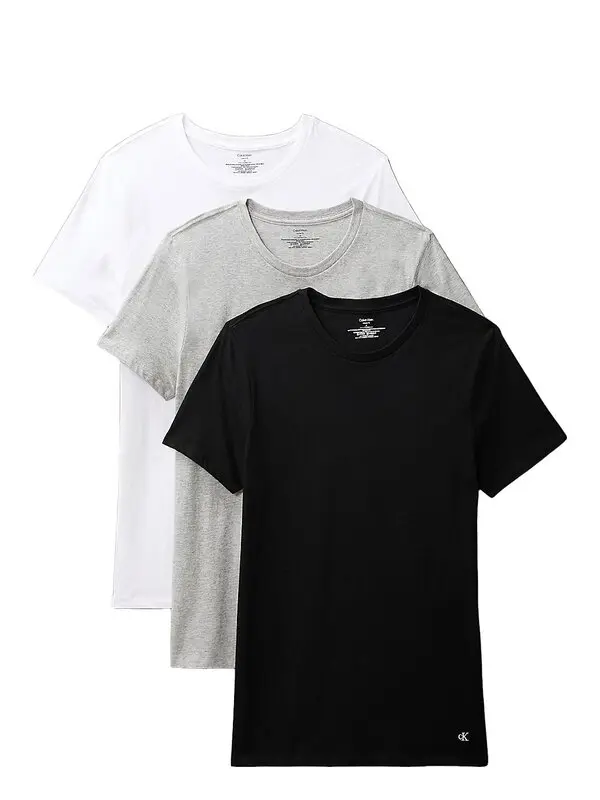 Calvin Klein Cotton Classics 3-pack Classic Fit Crewneck T-shirt - Grey Heather / Black / White