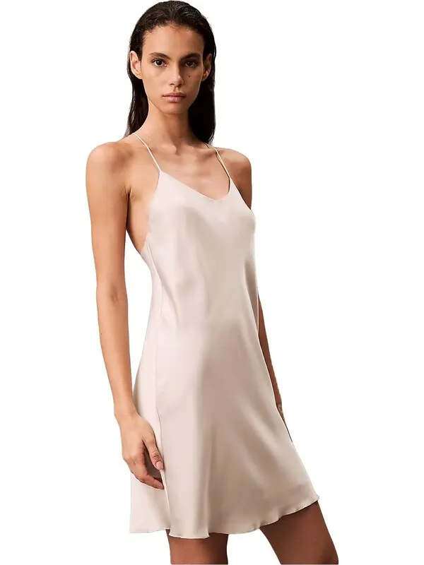 Calvin Klein Satin Crossback Slip Dress - Cocoon