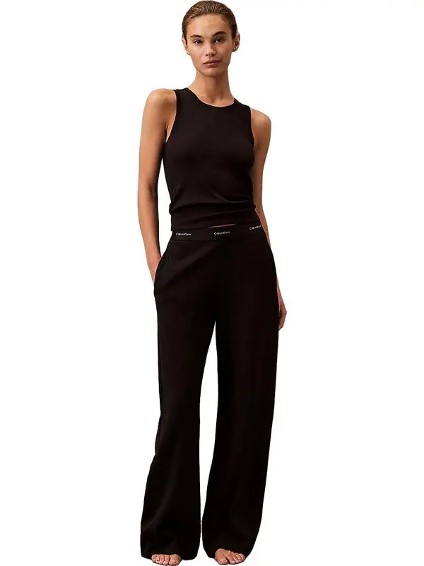Calvin Klein Terry Lounge Wide Leg Pants - Black