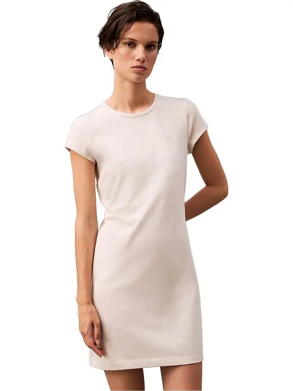 Calvin Klein Archive Logo T-shirt Dress - Chalk