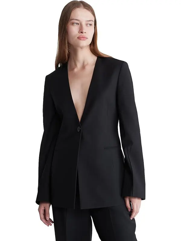 Calvin Klein Tailored Single Button Blazer - Black Beauty