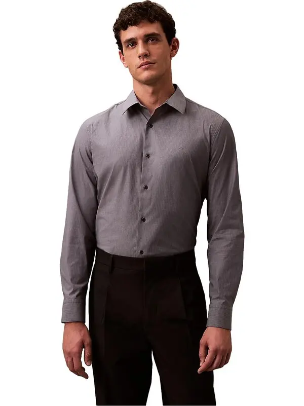 Calvin Klein Solid Oxford Classic Button-down Shirt - Ebony
