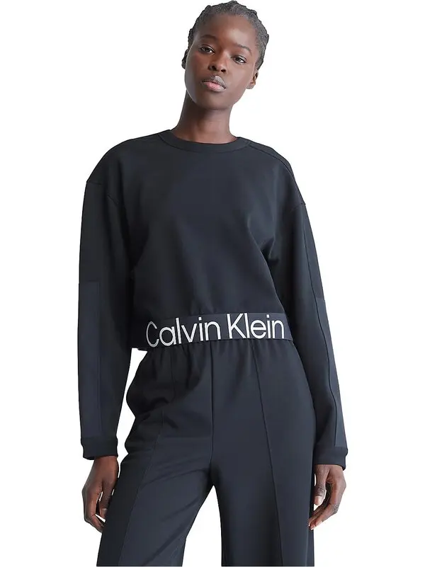 Calvin Klein Icon Cropped Crewneck Sweatshirt - Black Beauty
