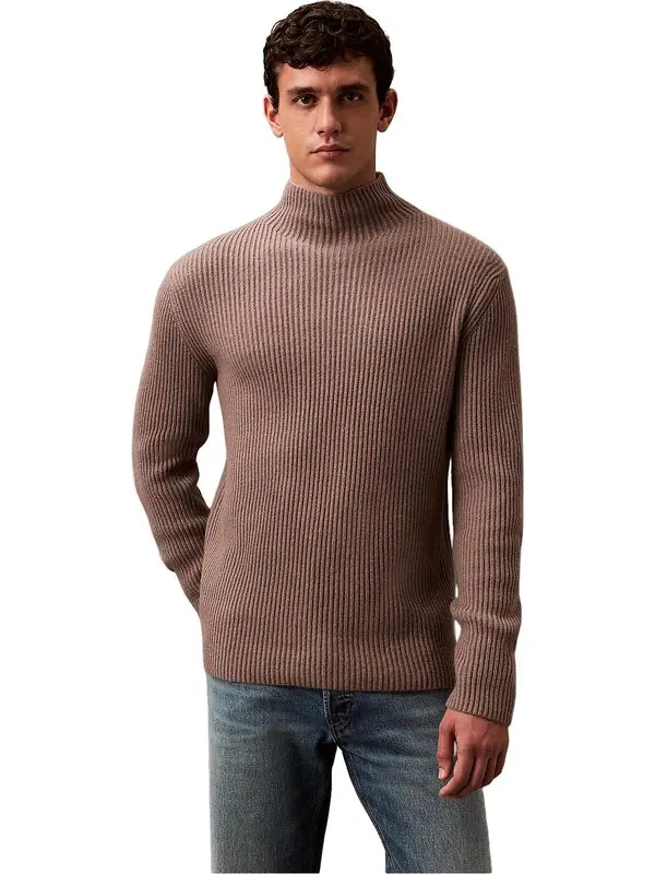 Calvin Klein Wool-blend Mock Neck Sweater - Driftwood