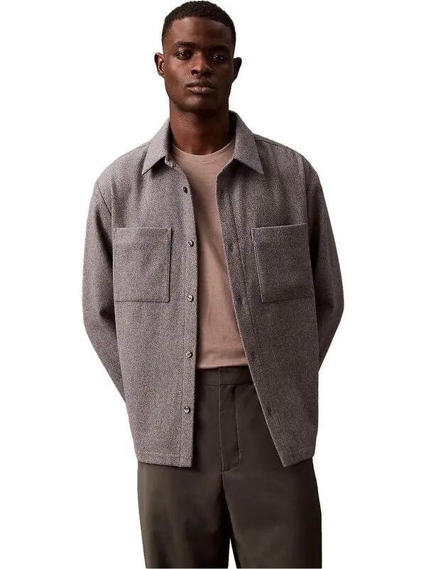 Calvin Klein Wool-blend Shirt Jacket - Grey Heather