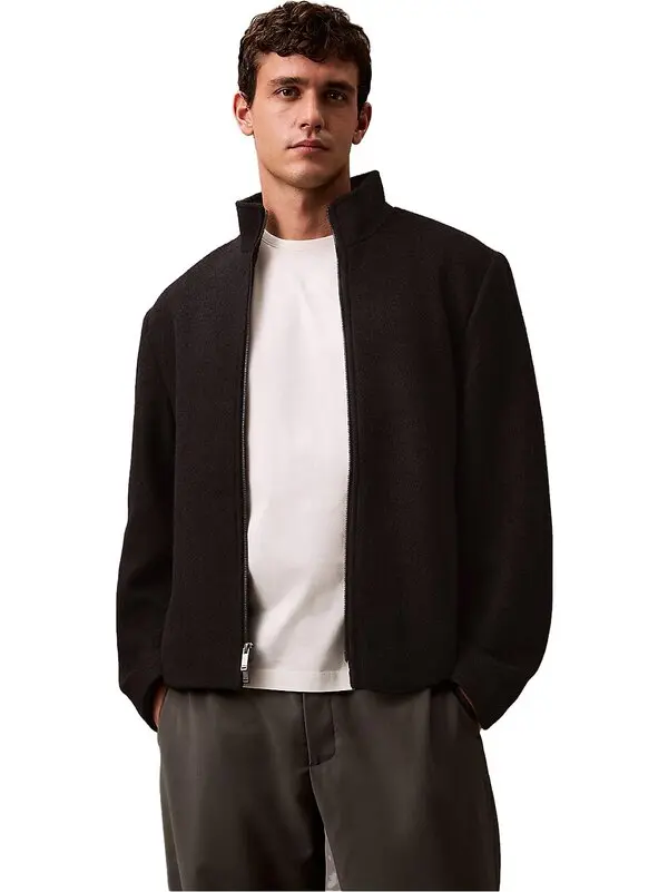 Calvin Klein Wool Blend Shirt Jacket - Black Beauty