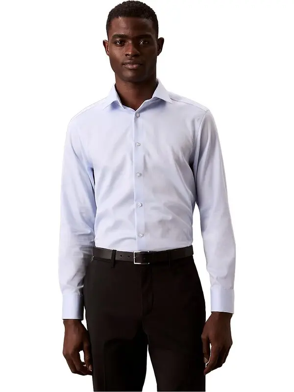 Calvin Klein Solid Slim Fit Button-down Shirt - Blue