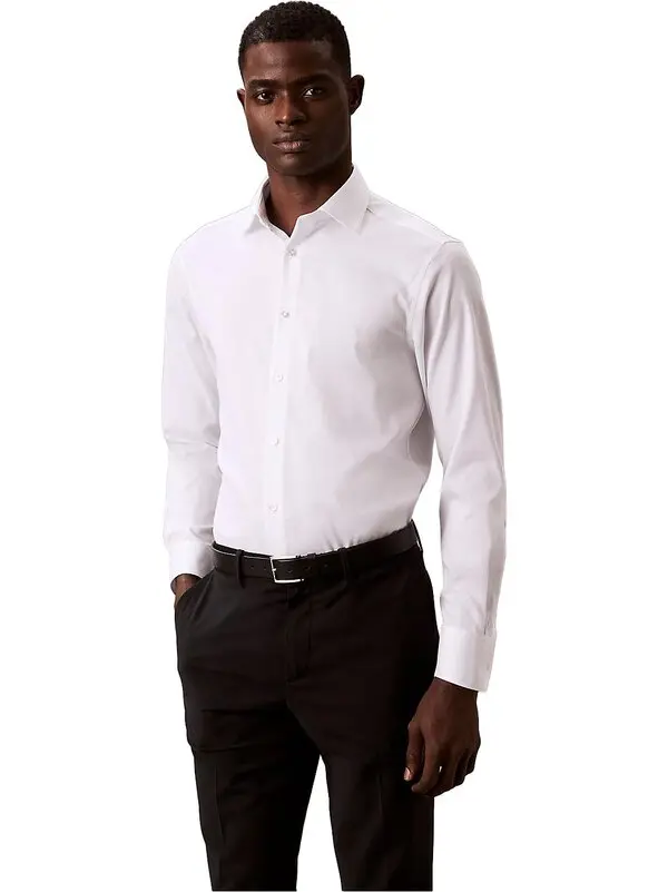 Calvin Klein Solid Slim Fit Button-down Shirt - White
