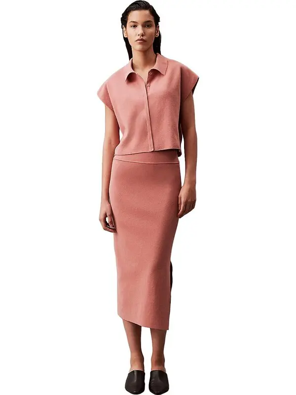 Calvin Klein Split Hem Midi Skirt - Ash Rose