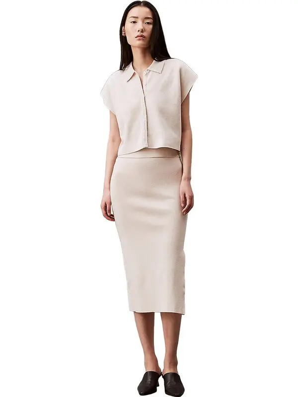 Calvin Klein Split Hem Midi Skirt - Birch