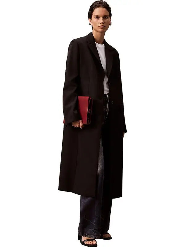 Calvin Klein Crepe Single Breasted Coat - Black Beauty