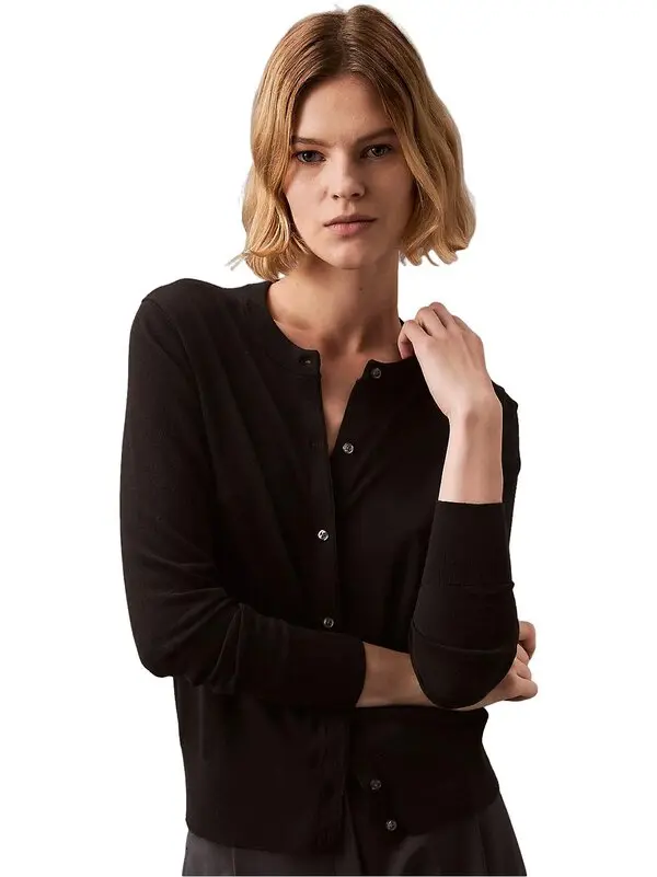 Calvin Klein Tech Merino Slim Fit Cardigan - Black Beauty