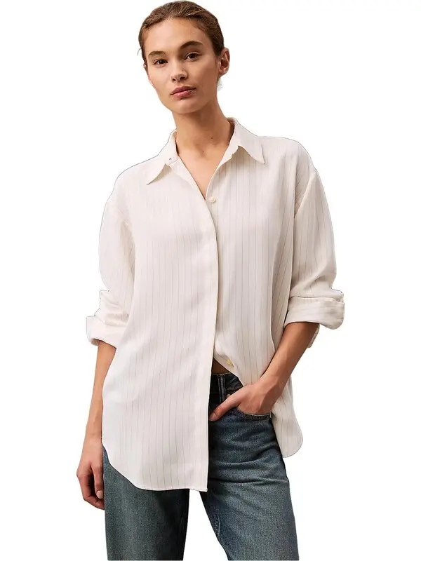 Calvin Klein Luxe Stripe Relaxed Button-down Shirt - Fine Stripe