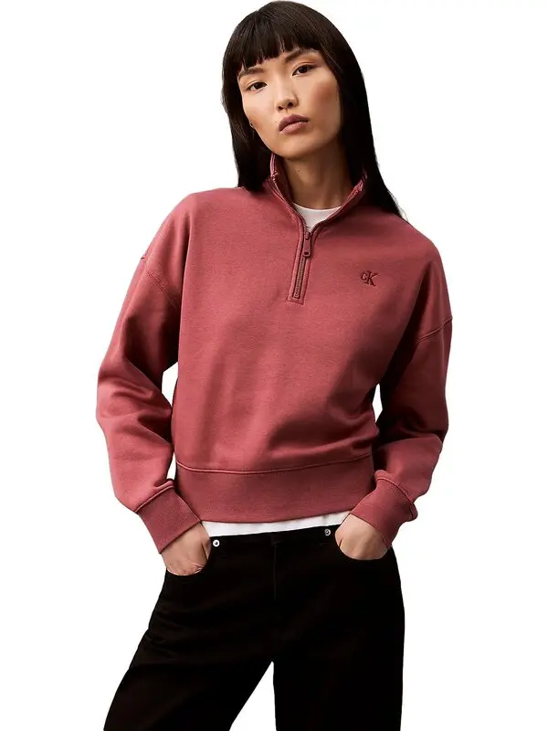 Calvin Klein Archive Logo Fleece Quarter Zip Sweatshirt - Apple Butter