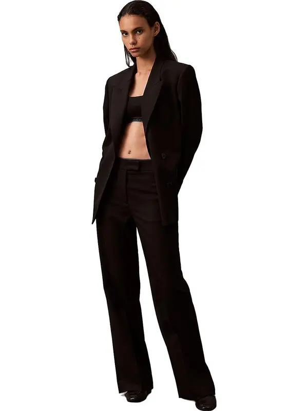Calvin Klein Wool Gabardine Blend Flared Trousers - Black Beauty