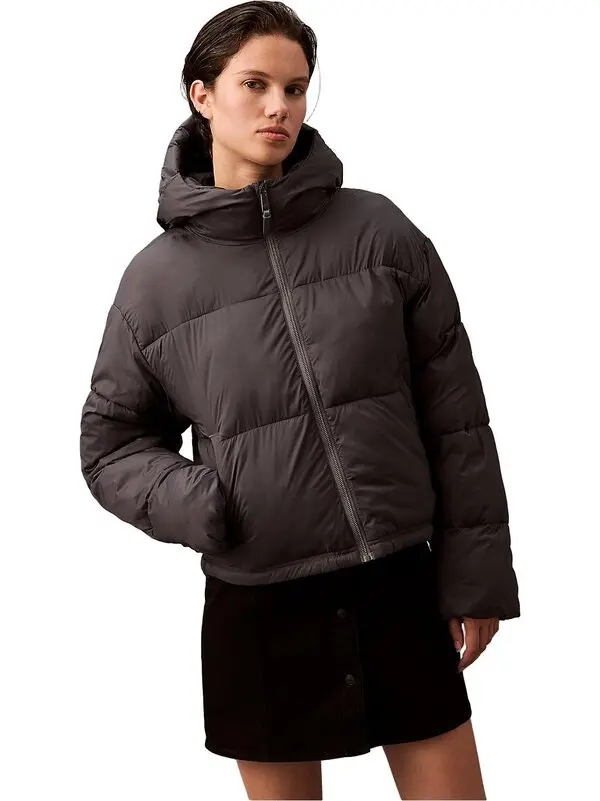 Calvin Klein Short Hooded Puffer Jacket - Forged Iron